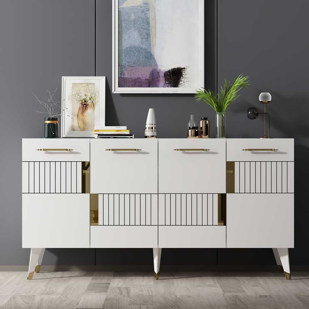 Kalune Design Spintelė Moda - Baltas, Gold, modelis - 475OLV2686, žema ...