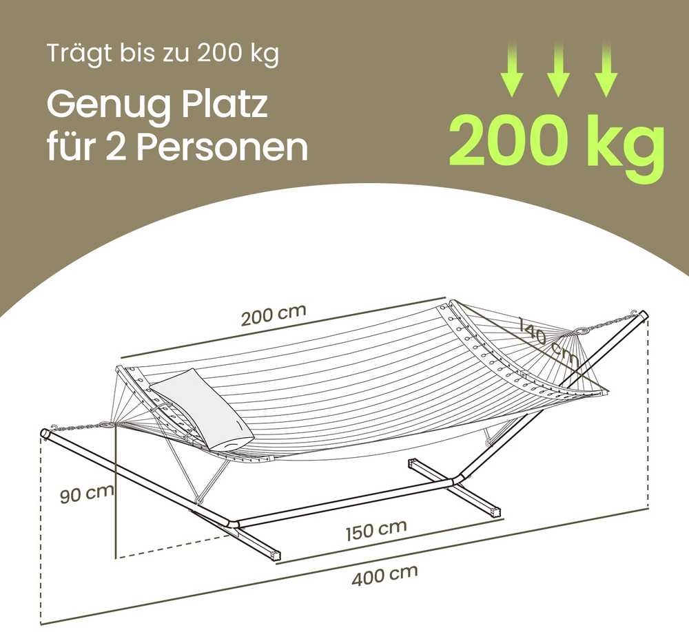 Songmics Hamakas su rėmu, metalinis hamako rėmas, keliamoji galia iki 200 kg, modelis ...