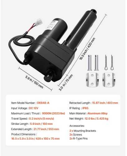 Star Linijinis pavaras, 150 mm eiga 9000N IP65 5 mm / s, 420x150x75 mm ...