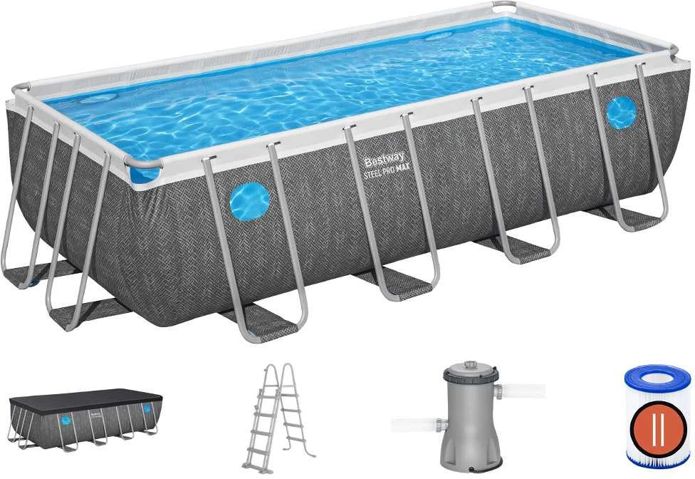 Bestway „Splashview“ karkasinis baseinas, 488 m x 244 cm, pilka rotango ...