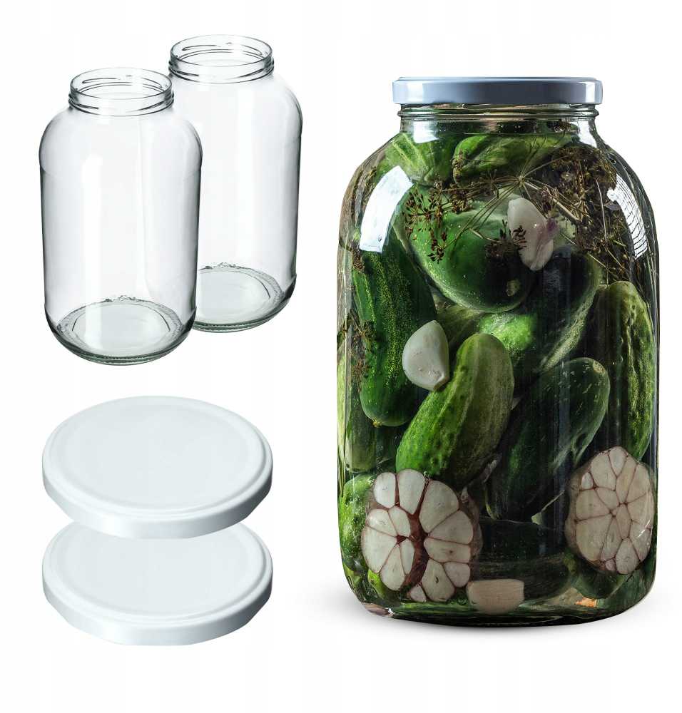 2x Stiklinis stiklainis 4L Stiklainiai agurkų tinktūroms + dangteliai ...