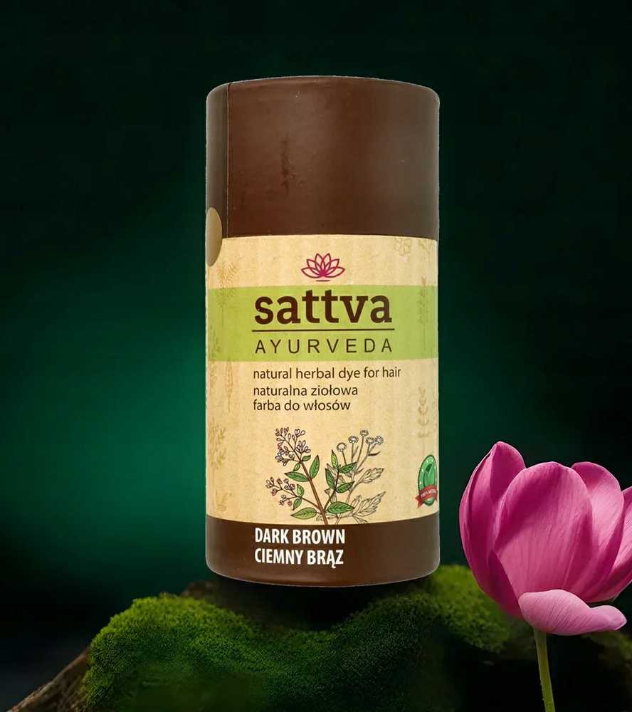 Augaliniai tamsiai rudi plaukų dažai Dark Brown Sattva Ayurveda, 150g ...