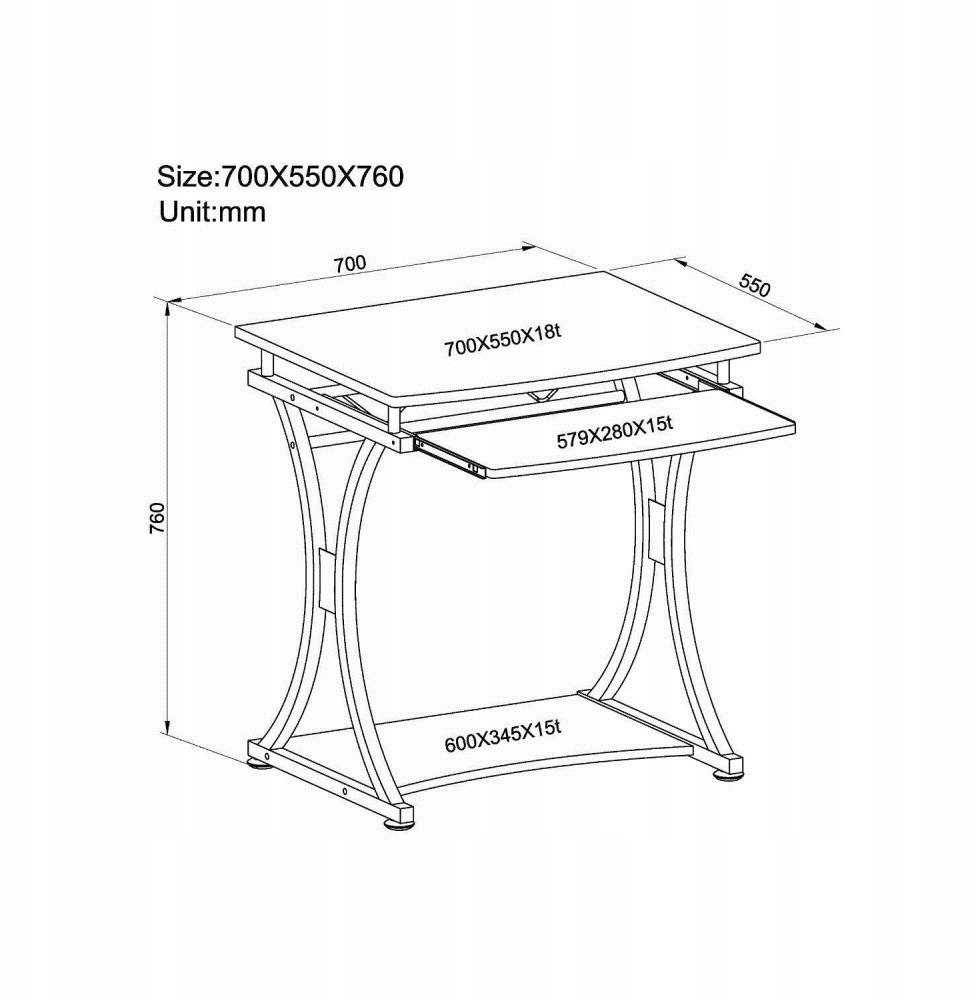 TECHLY 307308 Techly Compact kompiuterio stalas 700x550 su ...