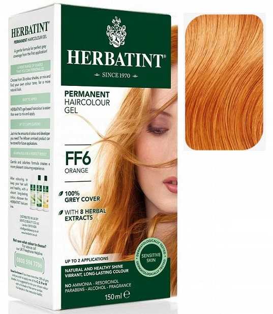 Orange Plaukų dažai Herbatint Oranžinis Ammonia Free hair Colour FF6 ...