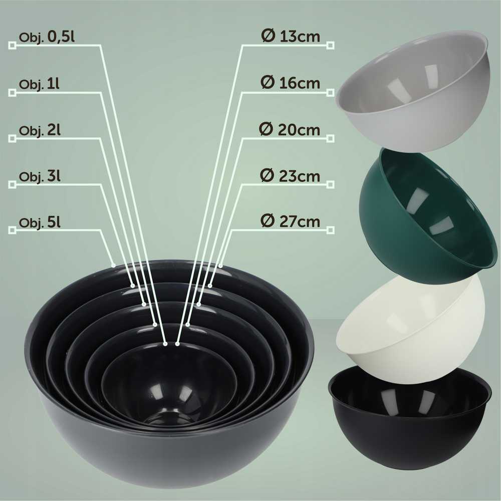 Plastikinis virtuvės dubuo salotoms 1 L antracitas, žema kaina | Varle.lt