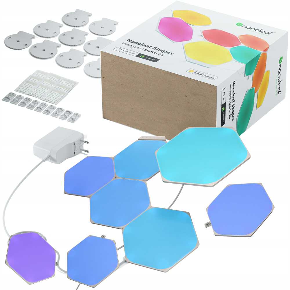 Nanoleaf|Shapes Hexagons Starter Kit (9 plokštės)|16M+, modelis - NL42 ...