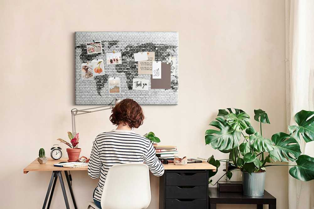 Smeigtukų lenta Pasaulio plytų sienų žemėlapis, 100x70 cm, žema kaina ...