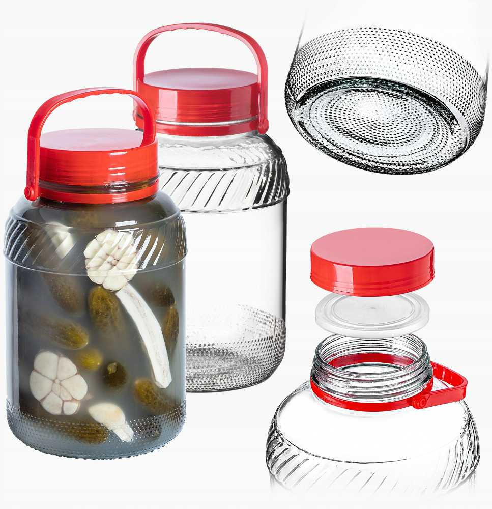 Stiklainis Stiklinis Indelis 5L su dangteliu ir rankena kopūstų ...