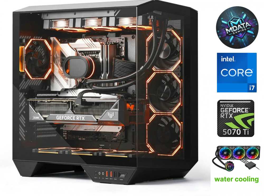 Stacionarus kompiuteris Mdata Gaming HydroX Pro i7-14700K 64GB 2TB SSD RTX 5070Ti Windows 11 ...