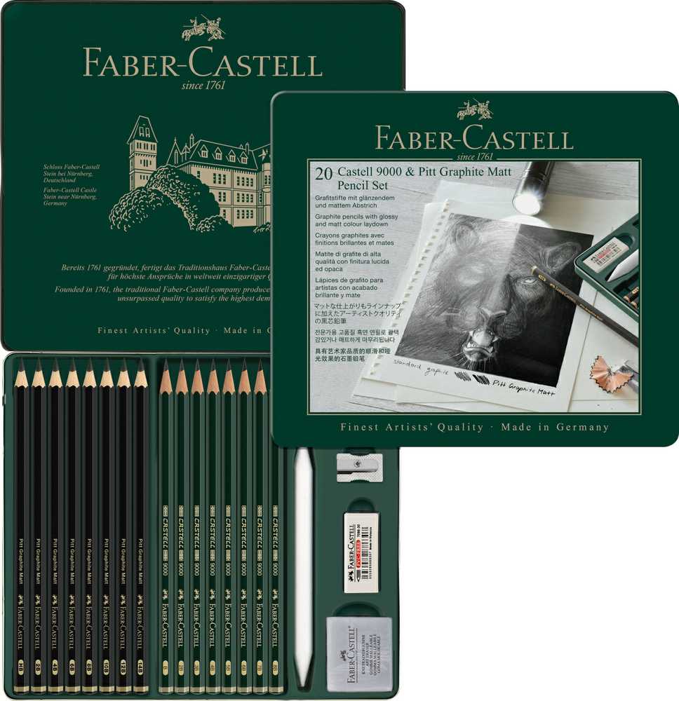 Faber-Castell - Set Pitt Graphite Matt & Castell 9000 (115224), modelis ...