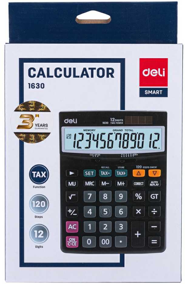 Stalinis skaičiuotuvas DELI 1630 12 skaitmenų, modelis - 1630, žema ...
