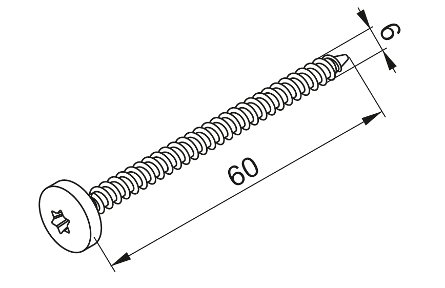 Baks DDW 6X60-E ACID-RESISTANT WOOD SCREW A2 (1.4301), modelis - Other ...