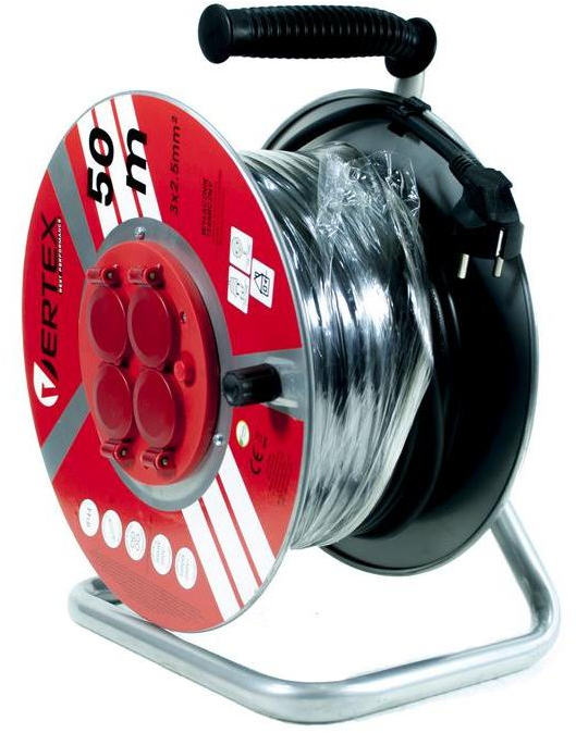 Prailginimo Kabelis - Vertex Pb50metal 50m 3000W IP44 Juodas, modelis ...