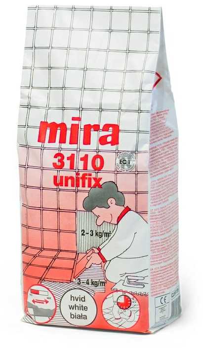 Balti ir elastingi plytelių klijai Mira 3110 Unifix C2TE S1, 25 kg ...