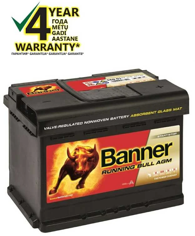 Banner AGM 60Ah 640A RUNNING BULL akumuliatorius 12V 241x175x190mm ...