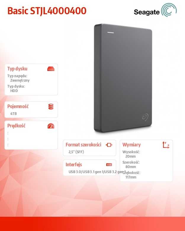 Išorinis kietasis diskas Seagate Basic HDD 4TB, modelis - ‎STJL4000400, žema kaina | Varle.lt