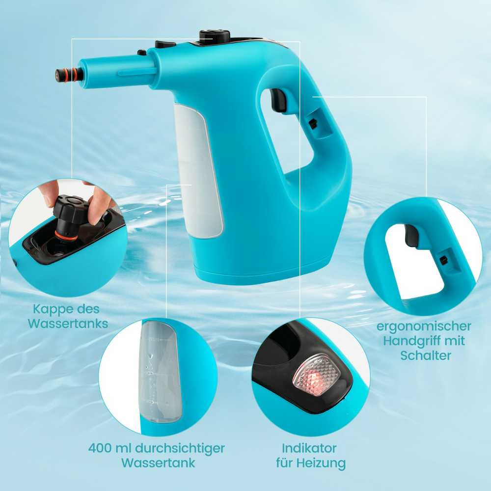 Costway 1500 W garų valytuvas su 400 ML bako temperatūra iki 125 ...
