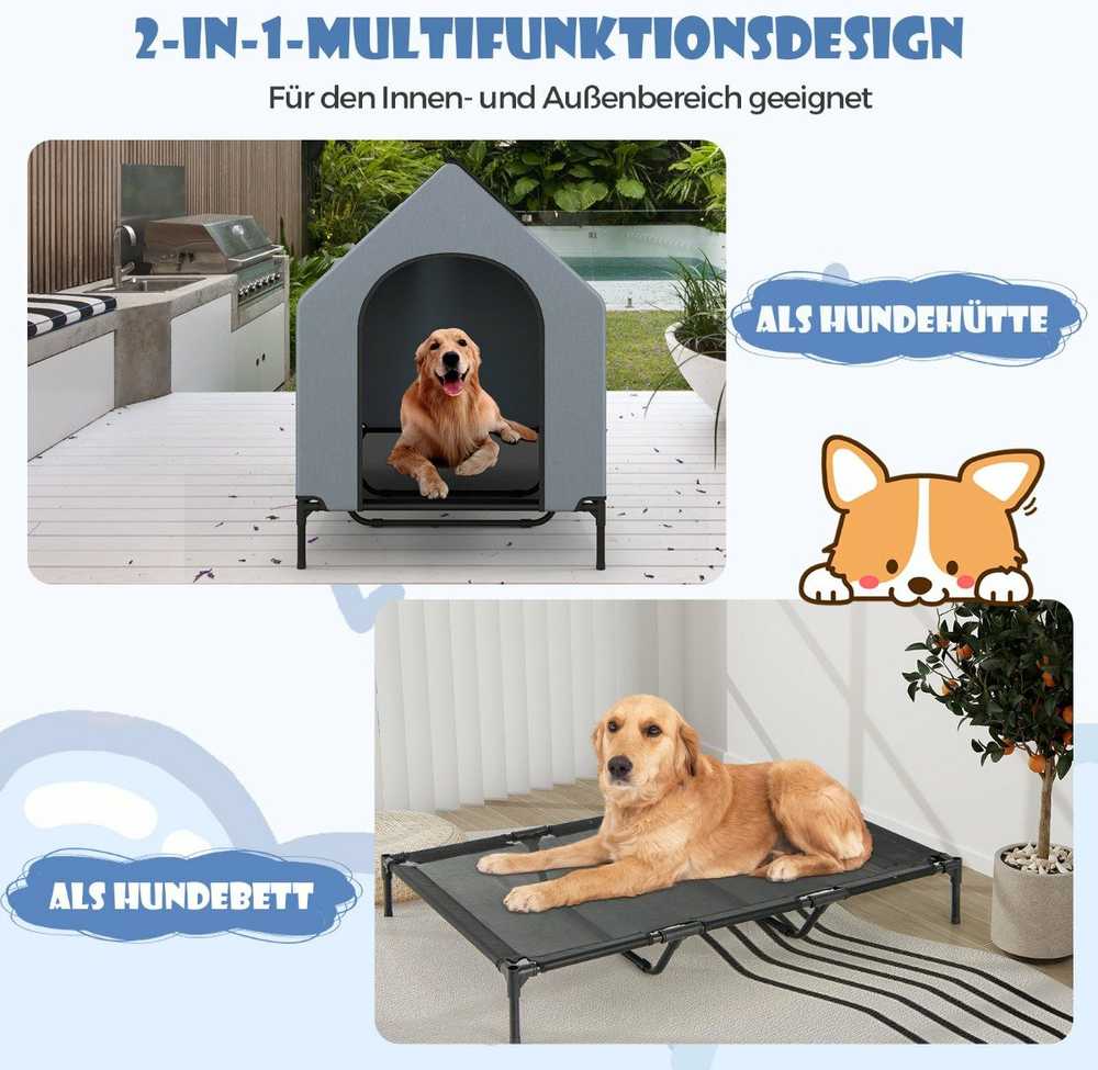 Costway 2 viename šunų veislynas & Pakeltas šunų guolis šunų gultai ...