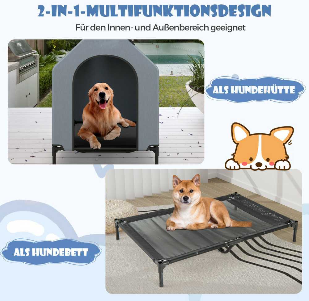 Costway 2 viename šunų veislynas & Pakeltas šunų guolis šunų gultai ...