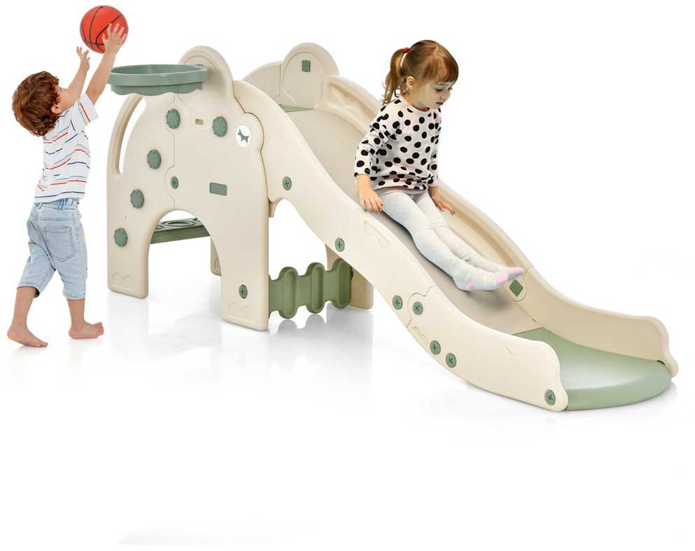 Costway Slide Outdoor 4 viename vaikiška čiuožykla, tunelis ir ...