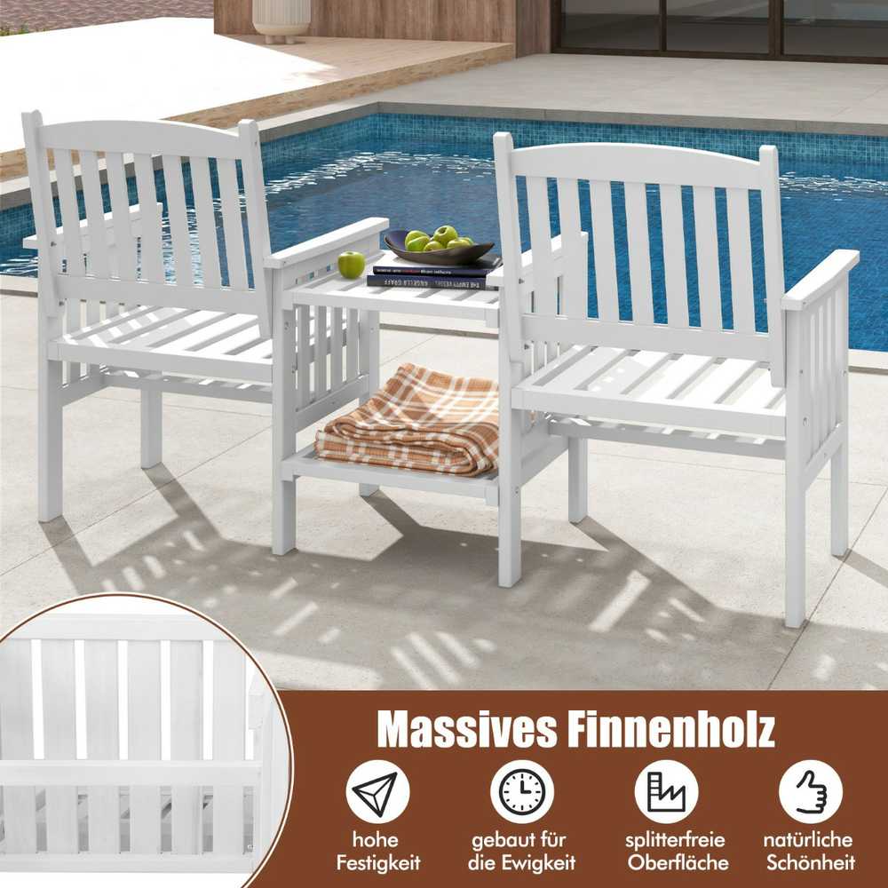 Costway sodo suolas su stalu Dvivietis suolas su 5 cm skyle skėčiui medinis suolas pagamintas iš ...