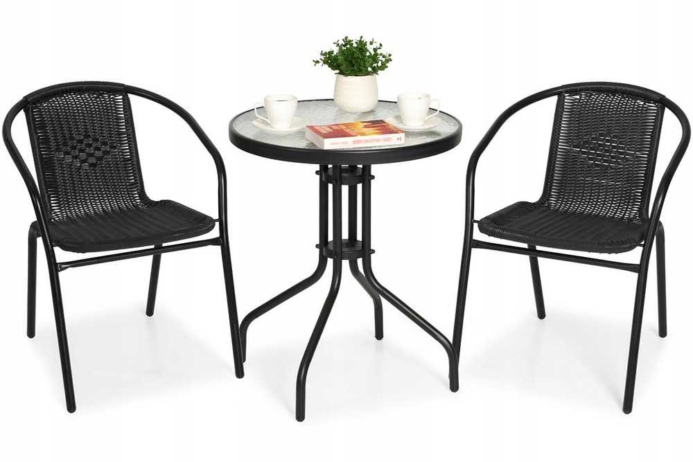 Bistro stalas ir rotango kėdė balkonui / terasai, juoda, žema kaina ...