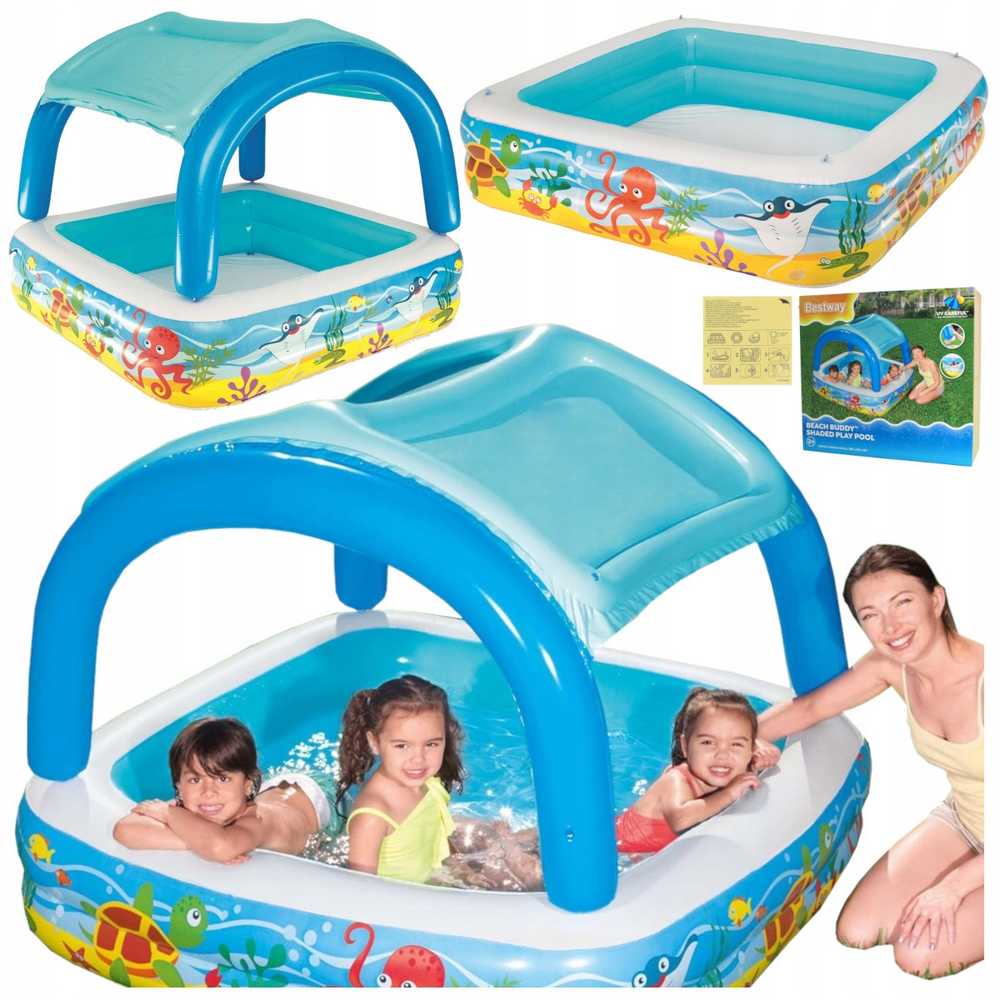 Pripučiamas baseinas vaikams, dušo padėklas terasai 140 x 140 Bestway ...