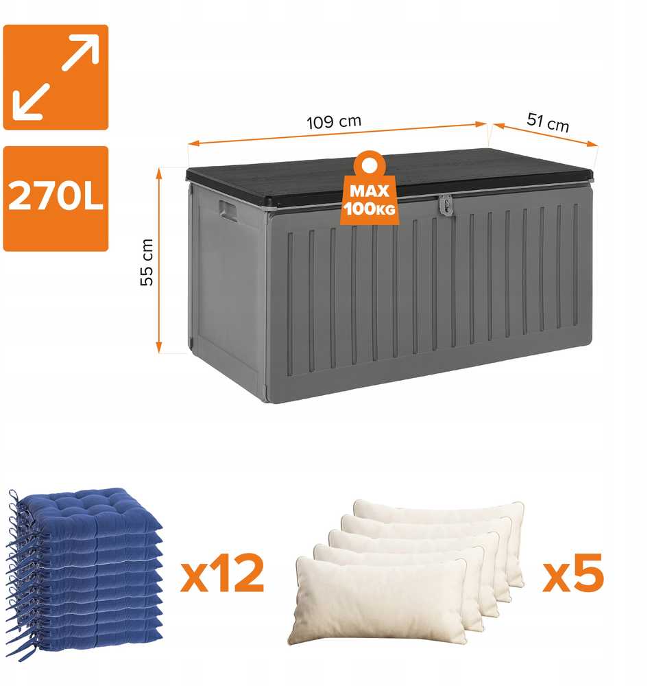 Sodo dėžė Cygnus 270l - tamsiai pilka, žema kaina | Varle.lt