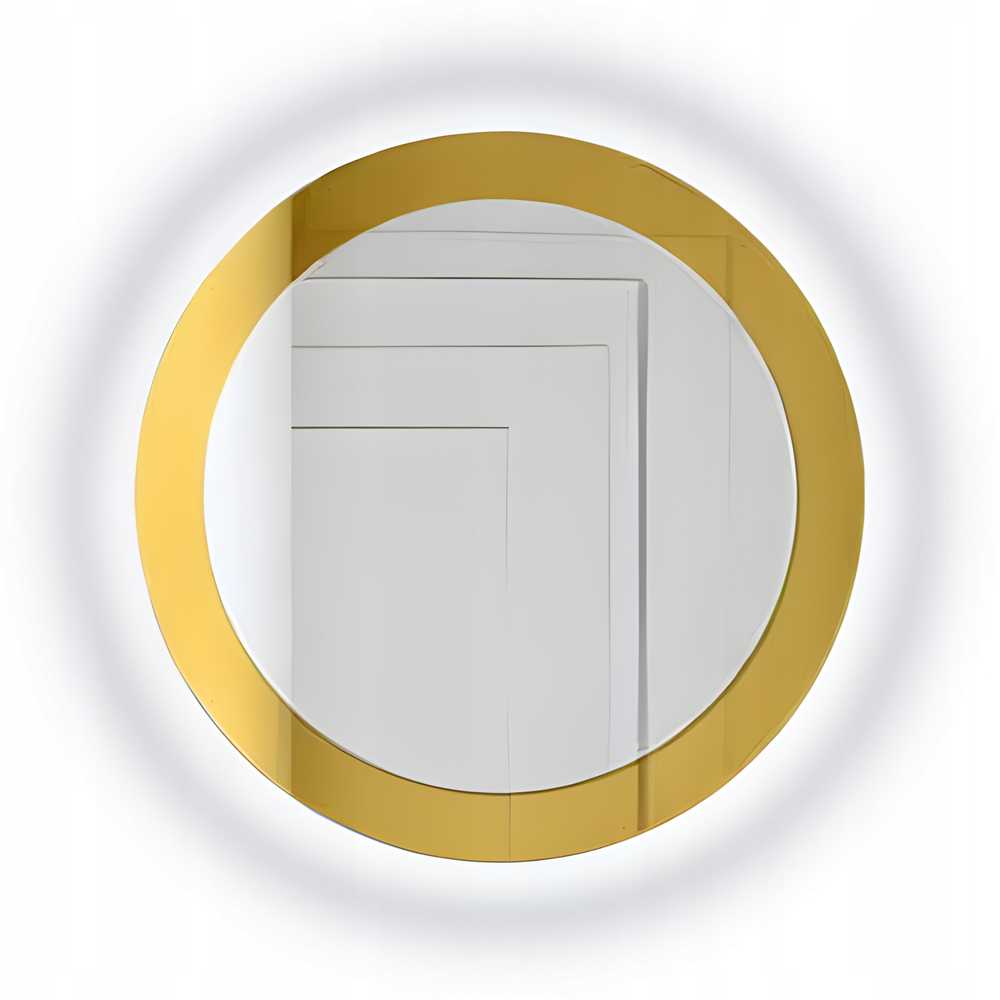 LED veidrodis 70cm, apvalus, auksinis, su apšvietimu, žema kaina | Varle.lt