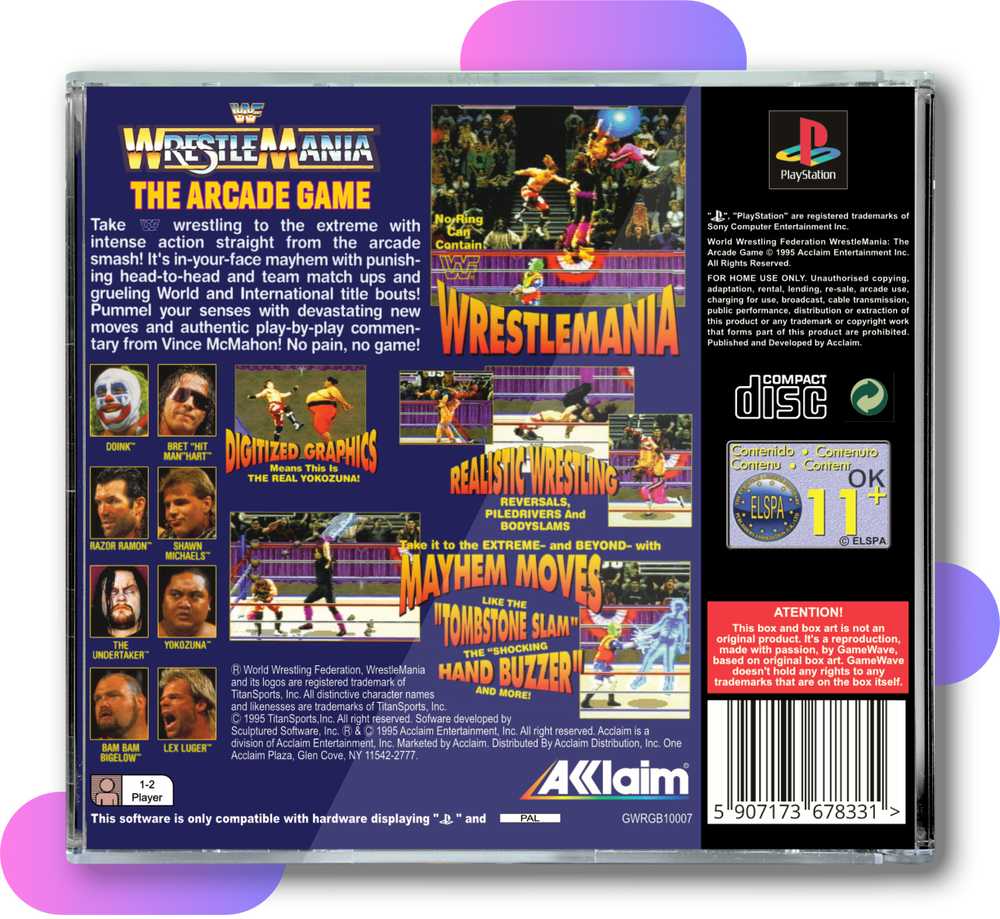 Wwf wrestlemania: the arcade game | reproduction jewel case ps1 games | pal, žema kaina | Varle.lt