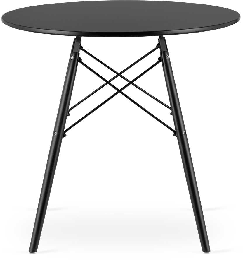 Leobert Modern wooden round table 80 cm - juodas / juodas legs 80 cm ...