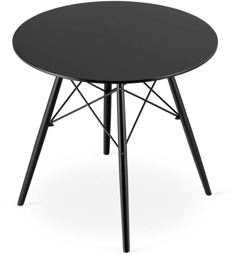 Leobert Modern wooden round table 80 cm - juodas / juodas legs 80 cm ...