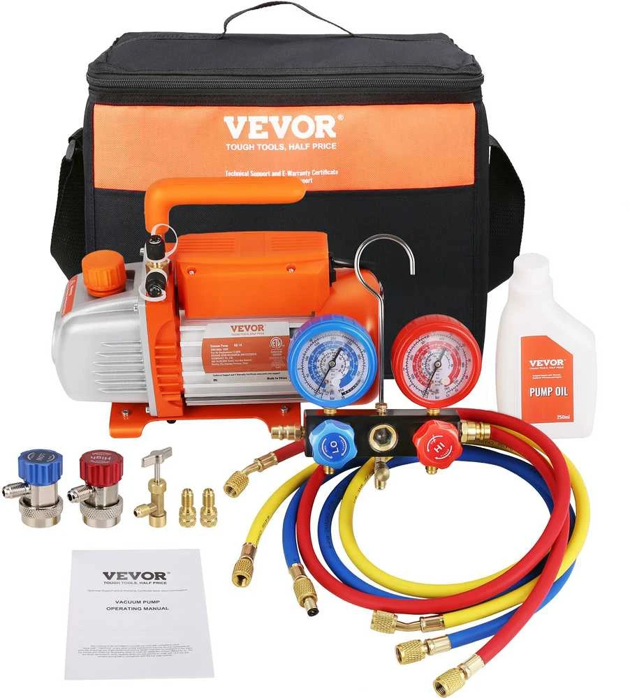 Vevor 1 / 5 AG 3,5 CFM AC vakuuminis siurblys su matuokliais, modelis ...