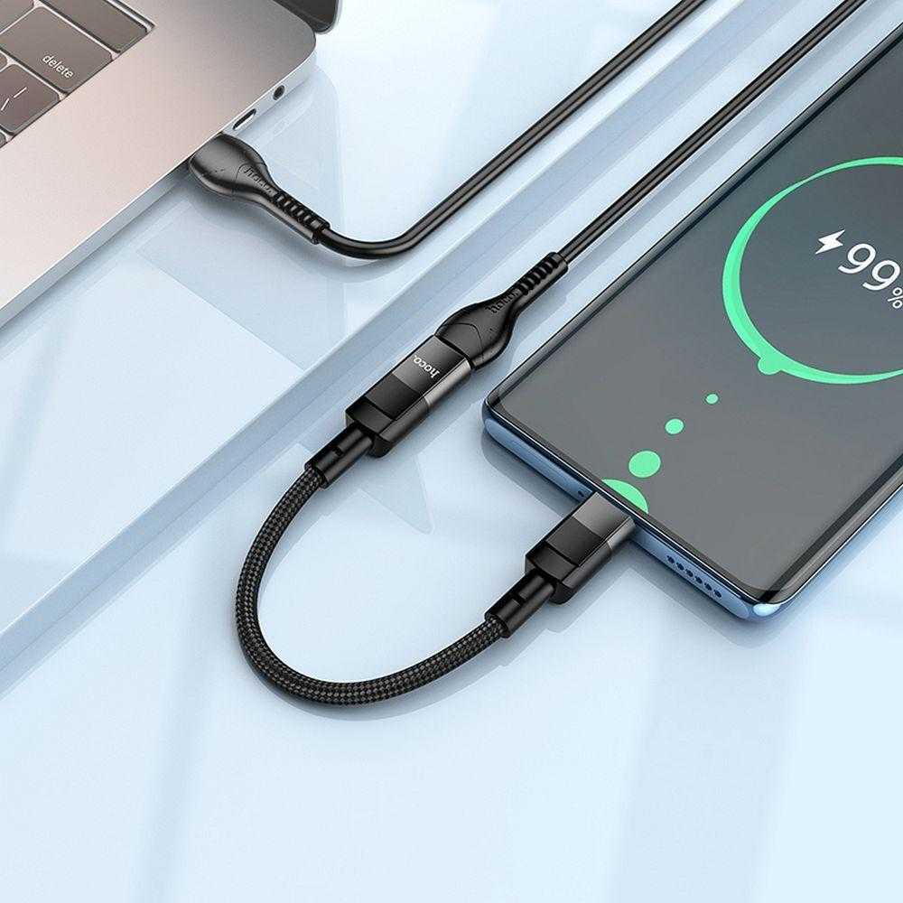 Adapteris OTG USB C to Lightning Hoco 3A 0,1 m U107 juodas, modelis ...