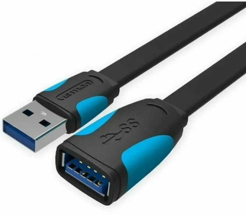 Plokščias USB 3.0 ilgintuvas Vention VAS-A13-B200 2m Juoda, modelis ...