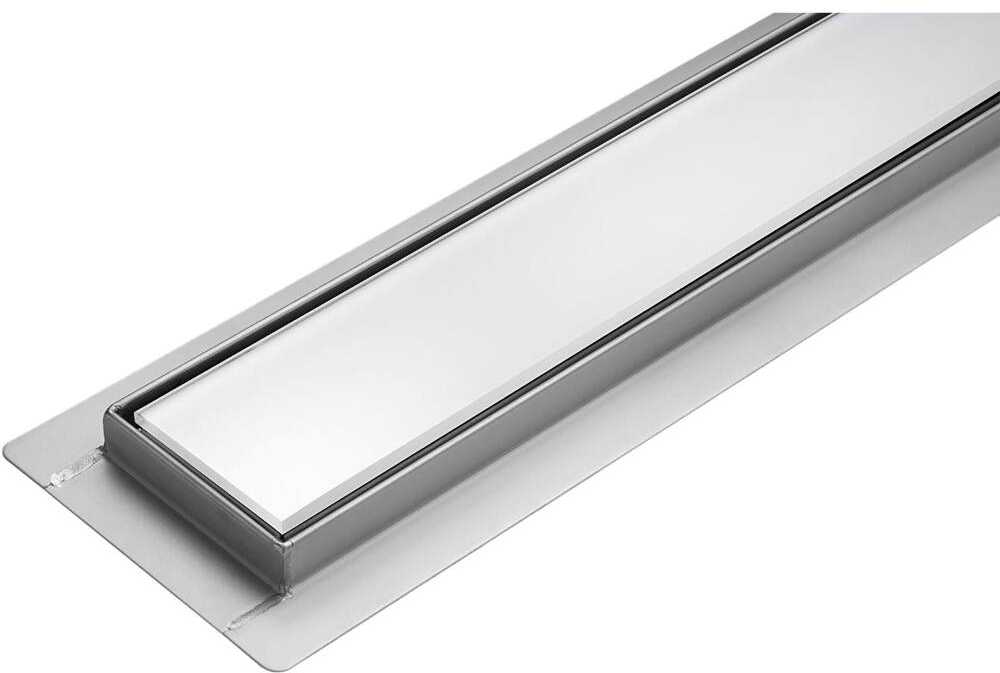 70 cm baltas stiklas linijinis dušo latakas, nerūdijančio plieno ...