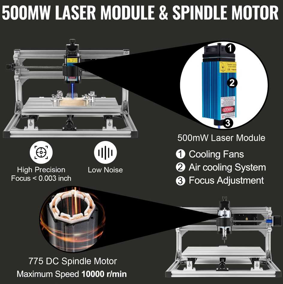 CNC 3018 frezavimo staklės su lazeriu 500mW, GRBL valdymas, graviravimo ...