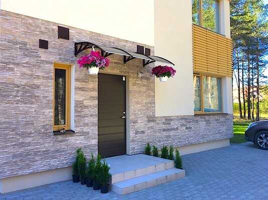 Baldakimas virš durų, rudas, su bronziniu polikarbonatu, plotis 7452 mm ...