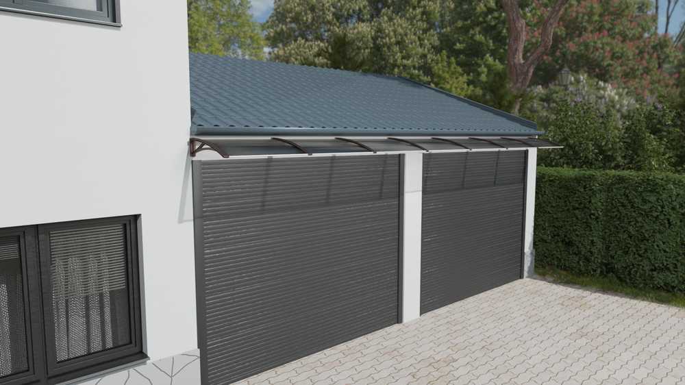 Baldakimas virš durų, rudas, su bronziniu polikarbonatu, plotis 7452 mm ...