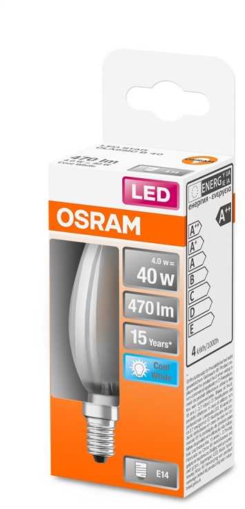 Osram 4W LED lemputė LED Retrofit CLASSIC B 40, E14, 4000K, žema kaina | Varle.lt