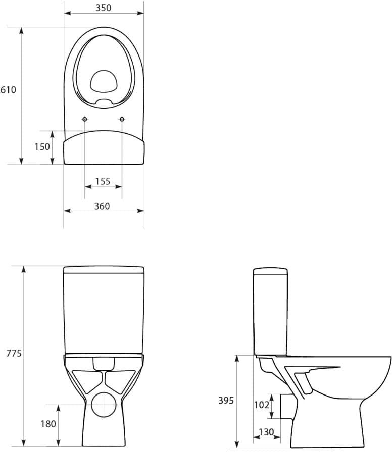 Pastatomas WC Cersanit, Parva Clean-On be dangčio, žema kaina | Varle.lt