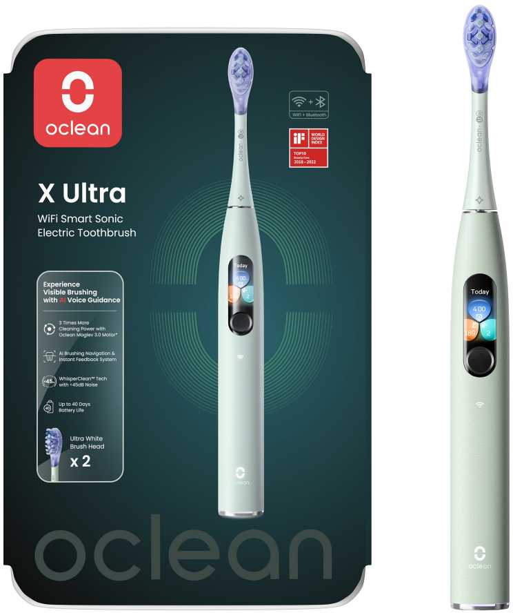 Oclean X Ultra Elektrinis dantų šepetėlis, Žalias, modelis - X Ultra miętowy, žema kaina | Varle.lt