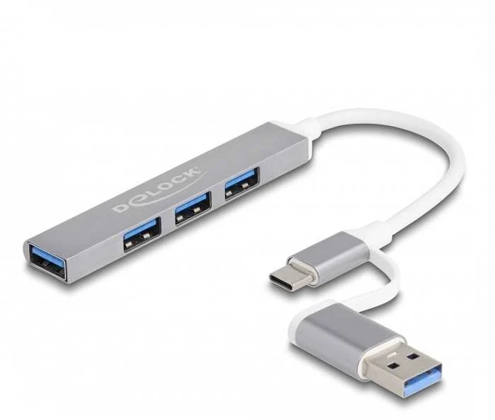 Delock 4 prievadų plonas USB šakotuvas su USB Type-C, modelis - 64214 ...