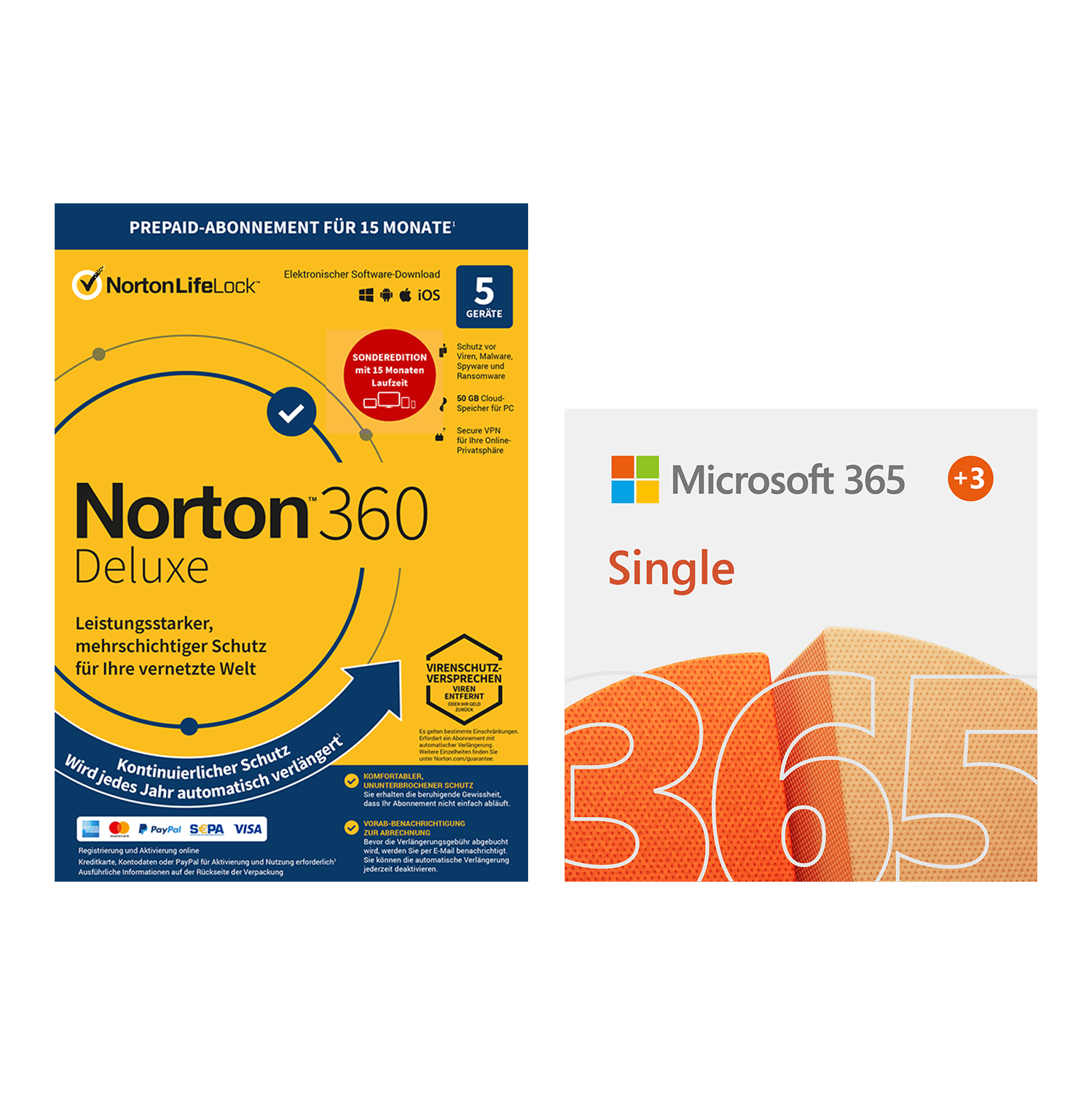 Microsoft 365 Single [1 User] + Norton 360 Deluxe [5 User] - [1 Jahr ...