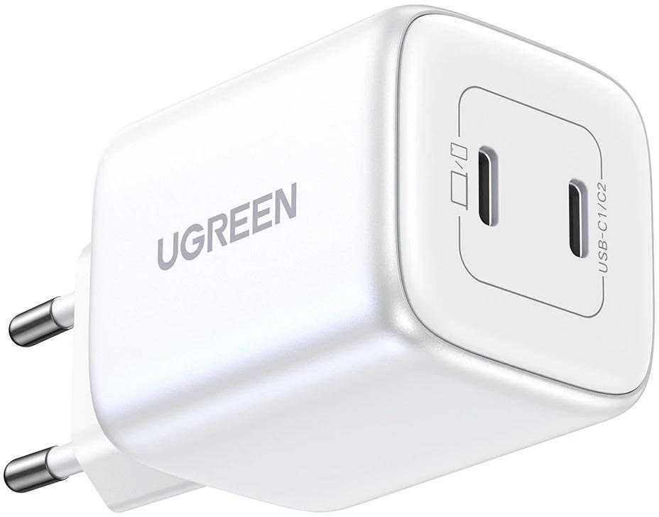 GaN 2 x USB-C 45W QC PD Ugreen CD294 greitasis įkroviklis - baltas ...