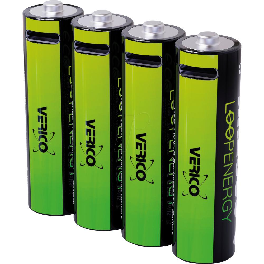 Verico LoopEnergy 4 AA pakuotės, įkraunamos baterijos, įkraunamos per ...