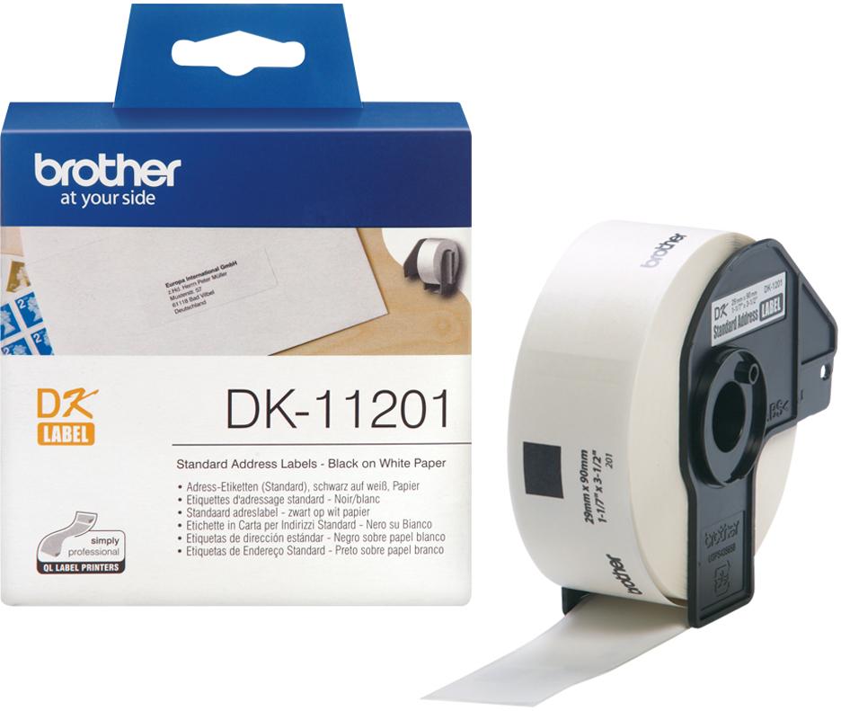 Brother DK-11201 Standard Address Labels Juodas, Baltas, DK, 29mm x ...