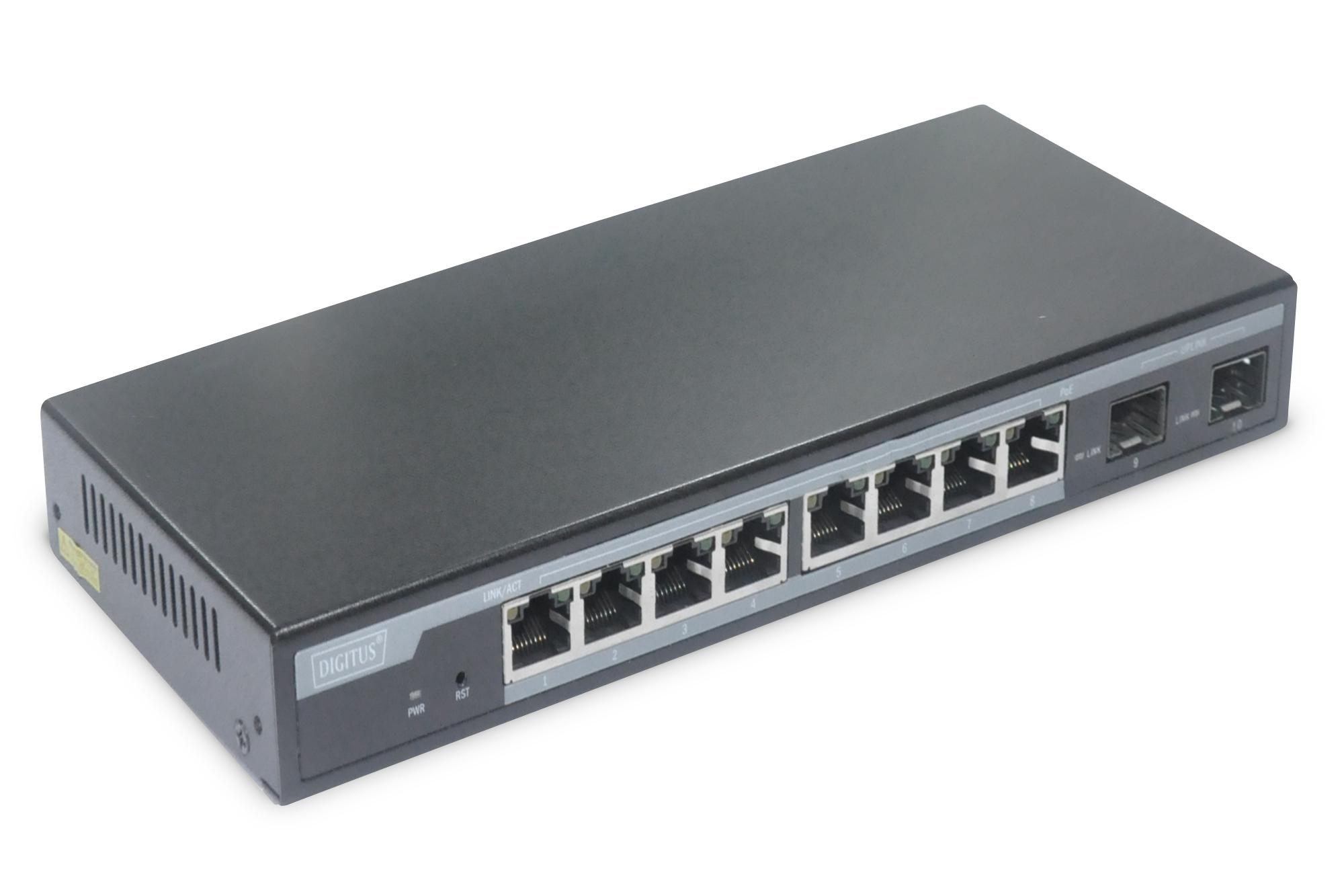 DIGITUS Switch 8-Port L2-Managed Gigabit PoE 2xSFP 86W | Varle.lt
