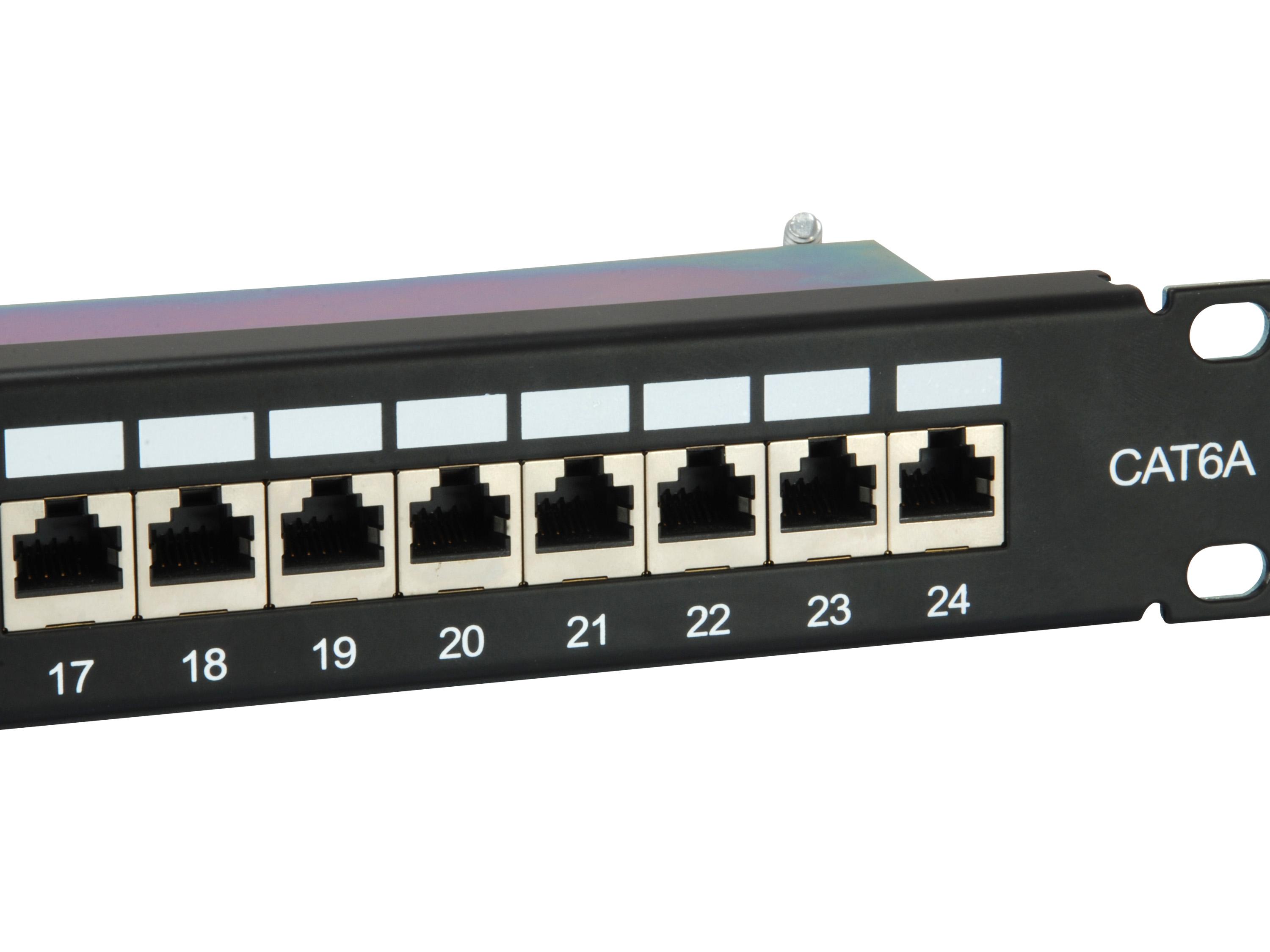 equip 24-Port Cat.6A Shielded Patch Panel - RJ-45 - Cat6a - Juodas - 1U ...
