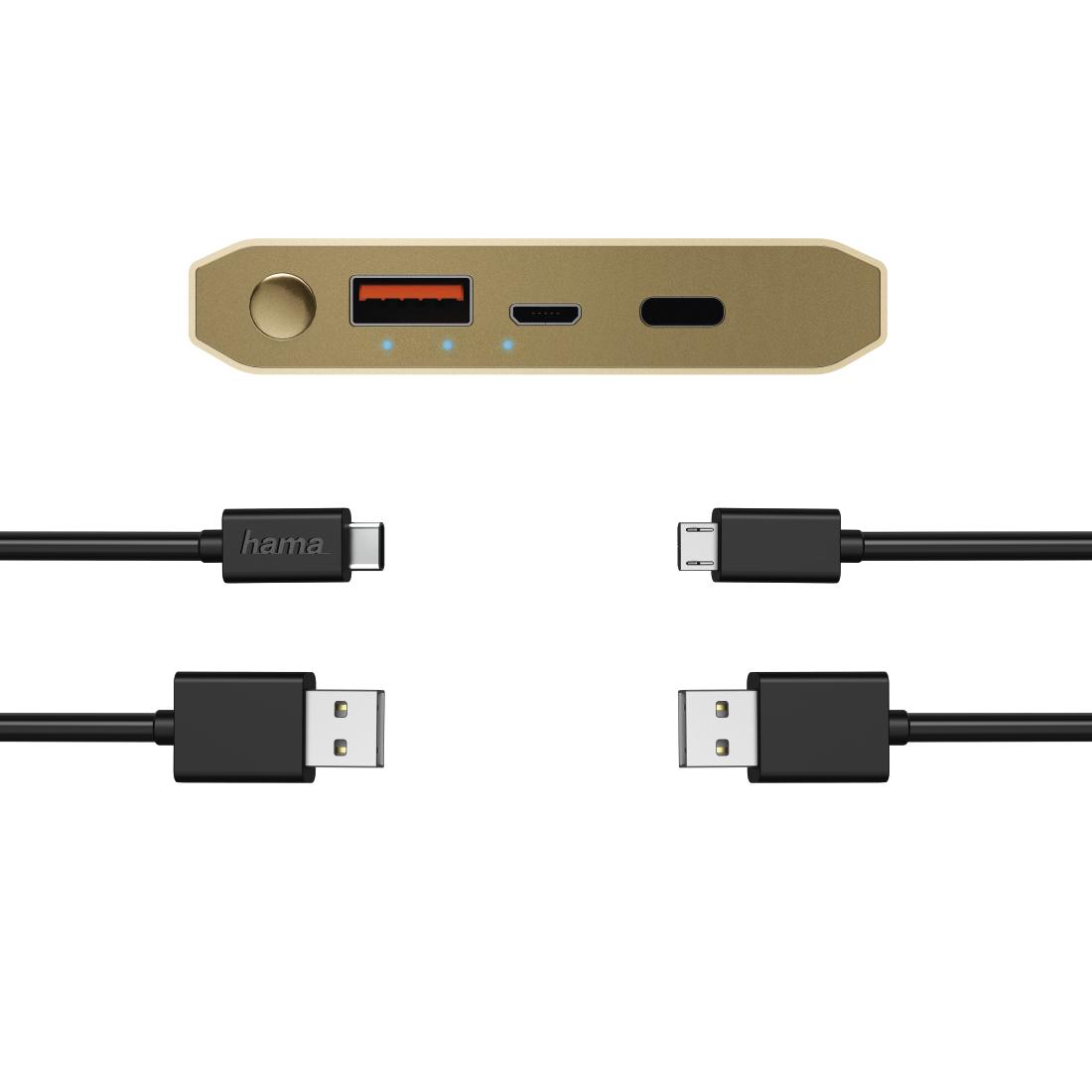 Hama Power Pack Premium Alu 12000 mAh QC 3.0 auksinė, modelis ...